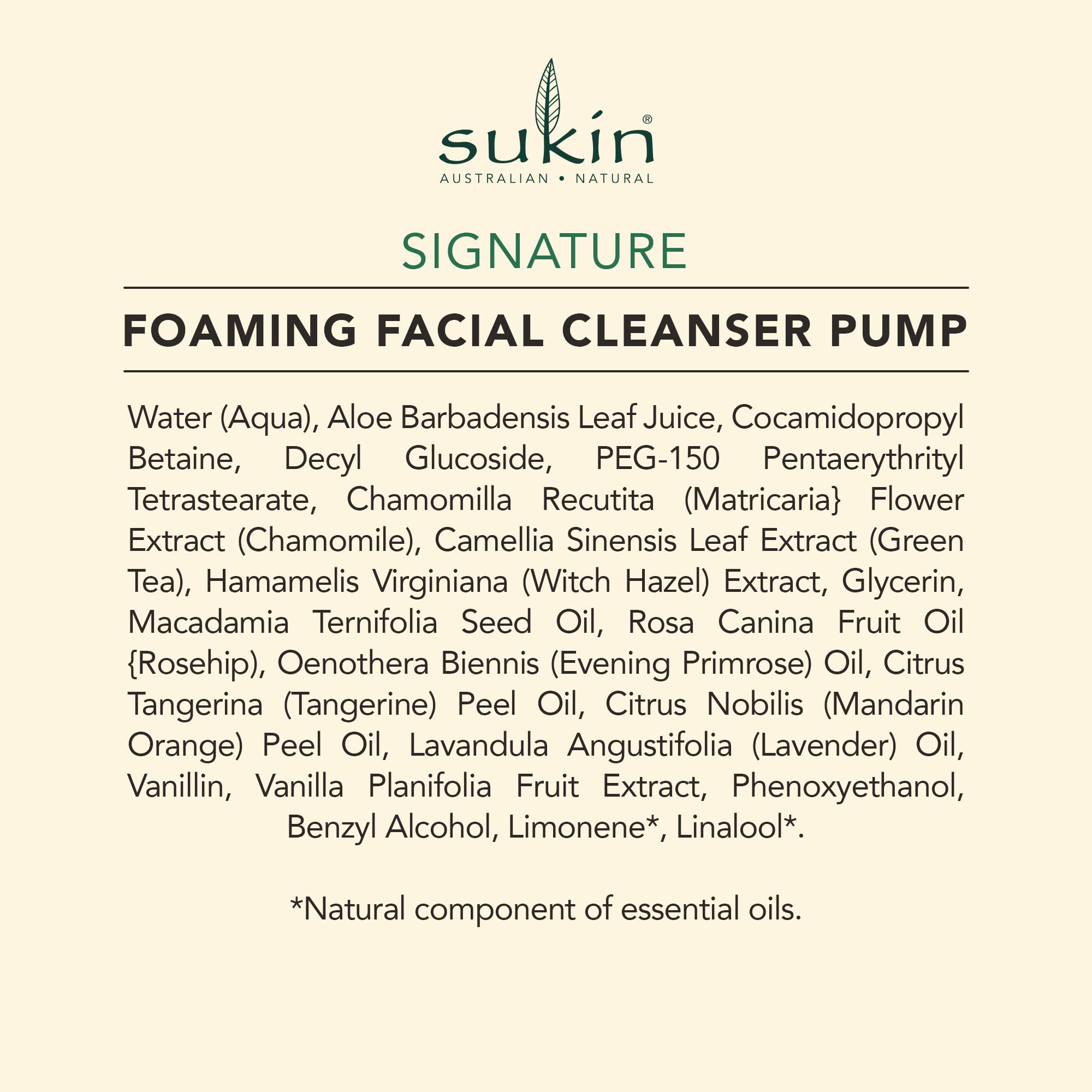 Sukin Foaming Facial Cleanser Pump, Gentle Gel Cleanser with Green Tea, Aloe Vera & Chamomile to Purify, Soothe & Tighten Skin, 4.23 Fl Oz