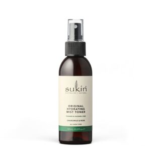 sukin organics hydrating mist toner, rosewater facial mist spray, refreshing skin care routine for face & neck, suitable for all skin types, 4.23 fl oz