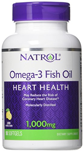 Natrol, Omega-3 Purified Fish Oil Softgels, Heart Health Dietary Supplement, 1000 mg, 90 Count