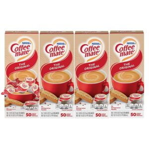 nestle coffee mate coffee creamer, original, liquid creamer singles, non dairy, no refrigeration, box of 50 singles (pack of 4)