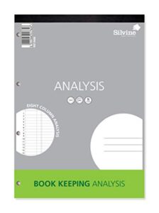 silvine a4 book keeping analysis pad, 80 pages printed 'analysis' 8 columns - ref a4a8,grey