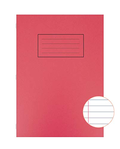 Silvine A4 Red Exercise Book, Lined With Margin - 80 Pages (Pack of 10)