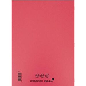 Silvine A4 Red Exercise Book, Lined With Margin - 80 Pages (Pack of 10)