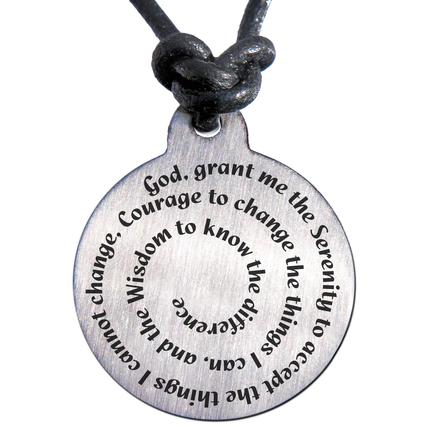 Serenity Prayer Necklace Medallion with Leather