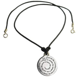 Serenity Prayer Necklace Medallion with Leather