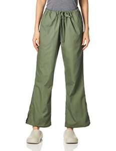 cherokee women's plus size flare leg drawstring scrub pant, olive, xx-large