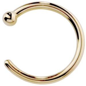 freshtrends solid 14k yellow gold nose ring - 20 gauge hoop nose ring - tiny yellow gold nose hoop - handcrafted women hoop nose rings (1/4) 6mm diameter - nose piercing hoop jewelry