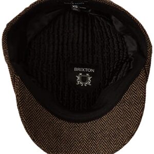 Brixton Men's Brood Newsboy Snap Hat, Brown/Khaki Herringbone, Large