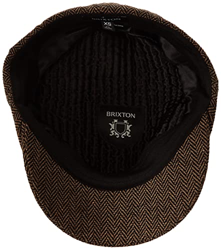 Brixton Men's Brood Newsboy Snap Hat, Brown/Khaki Herringbone, Large