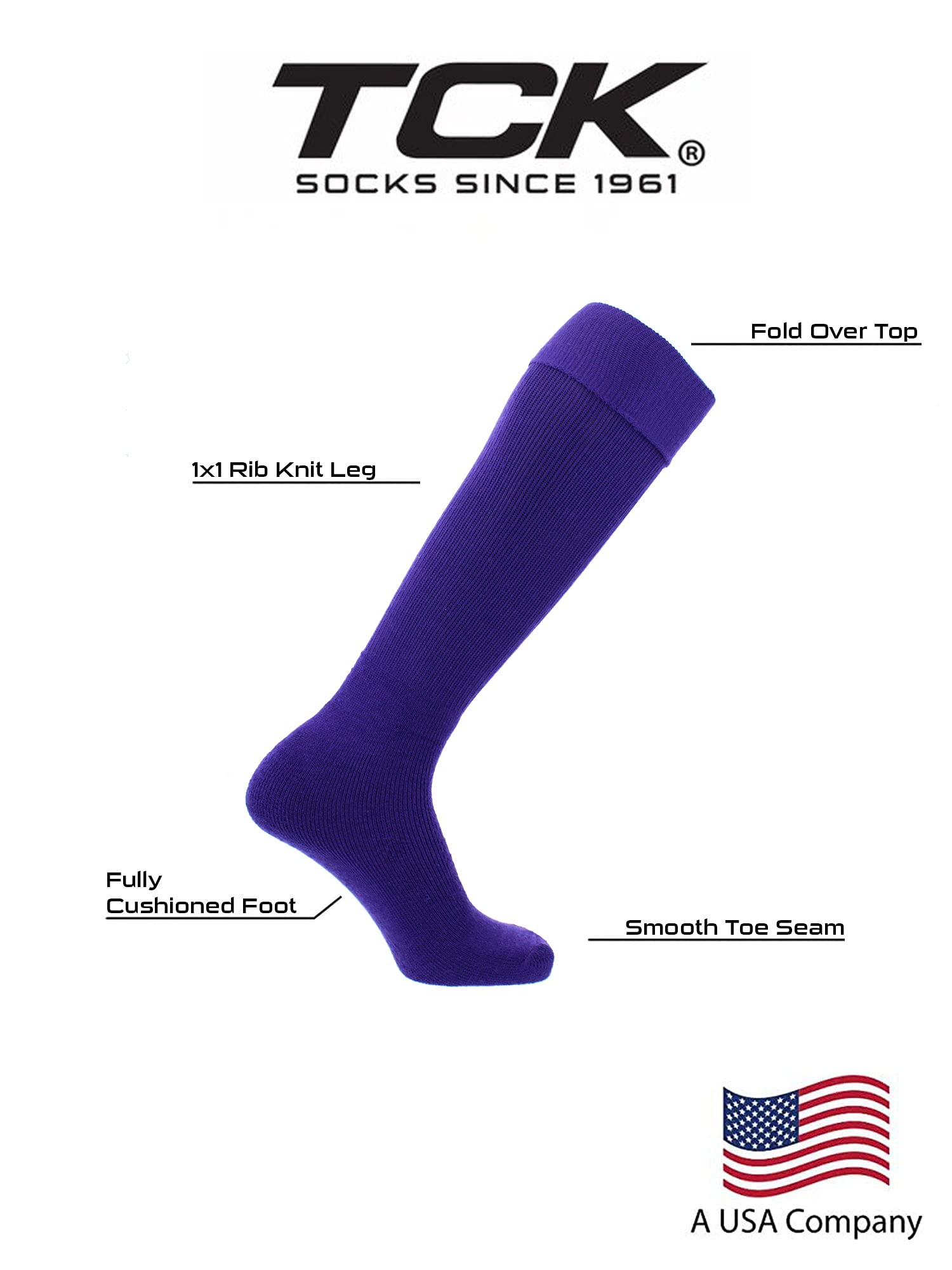 TCK Soccer Socks Multisport Tube MS (Purple, Large)