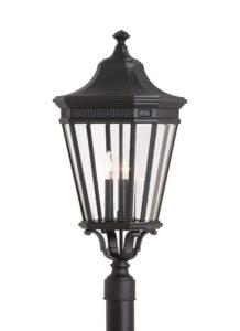 feiss lighting-cotswold lane-three light outdoor post mount in traditional style-12 inch wide by 27.5 inch high-black fi