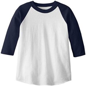 mj soffe kid's 3/4 sleeve baseball jersey, small, navy