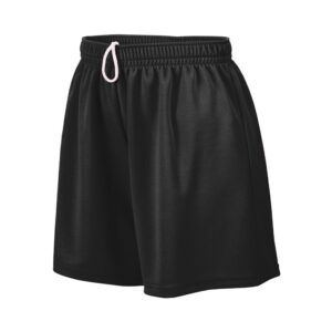 augusta sportswear girl's moisture-wicking mesh athletic teen workout sports shorts, black, small