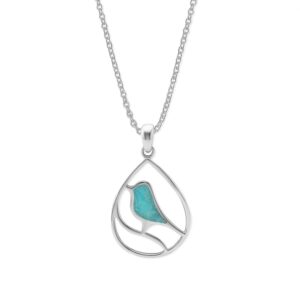 boma jewelry sterling silver turquoise bird necklace, 16 inches