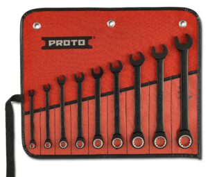 9 pc blk chrm non-reversible combo ratchet wrench set-spline