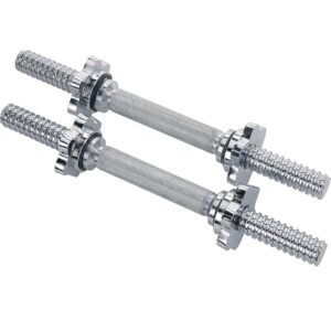 sunny health & fitness 14" threaded chrome dumbbell bar pair - stdbh-14