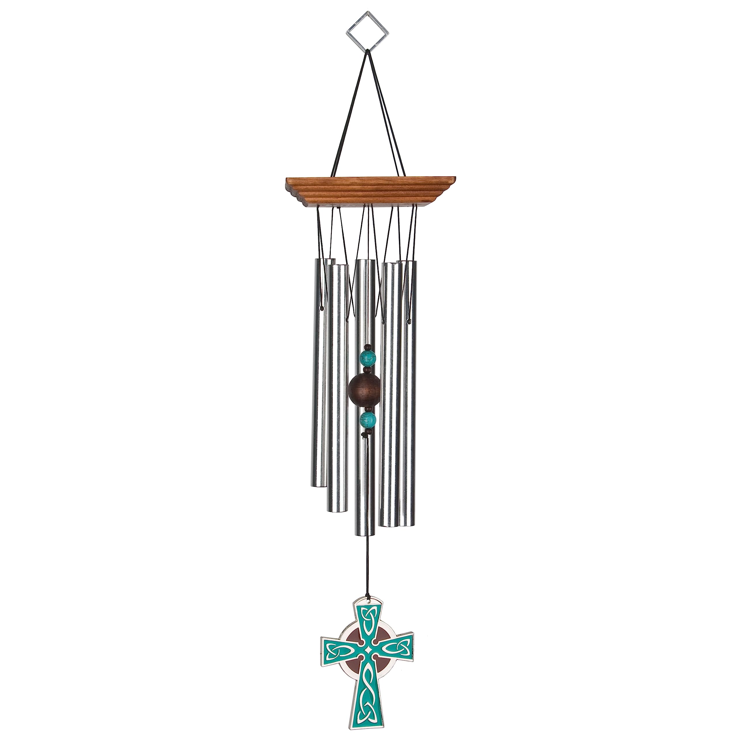 Woodstock Wind Chimes Garden Decor for Outside Outdoor Patio Décor, Front Porch Décor, 17" Woodstock Celtic Chime Celtic Cross Wind Chime, Inspirational Wind Chimes (WCCC)