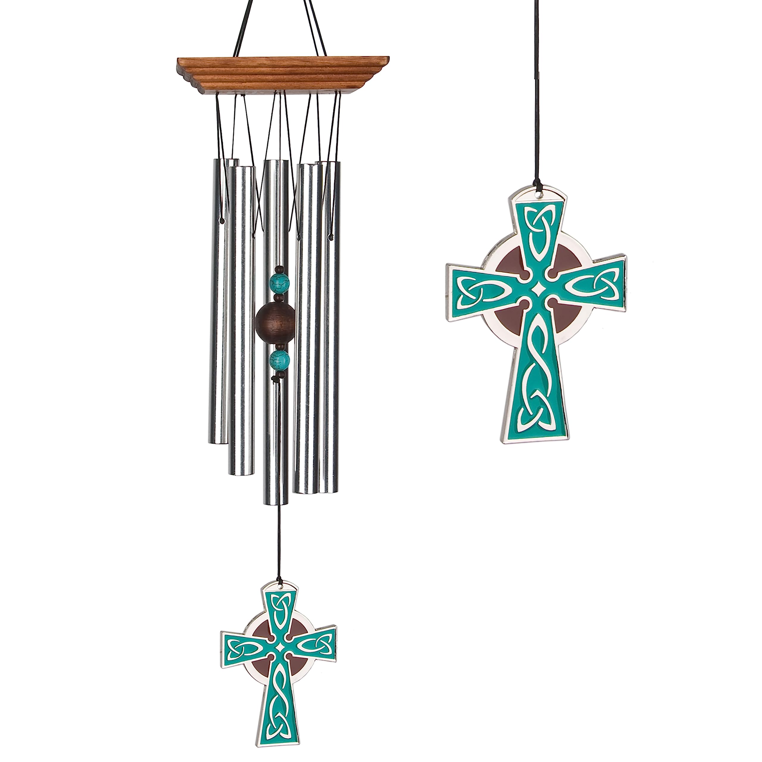 Woodstock Wind Chimes Garden Decor for Outside Outdoor Patio Décor, Front Porch Décor, 17" Woodstock Celtic Chime Celtic Cross Wind Chime, Inspirational Wind Chimes (WCCC)