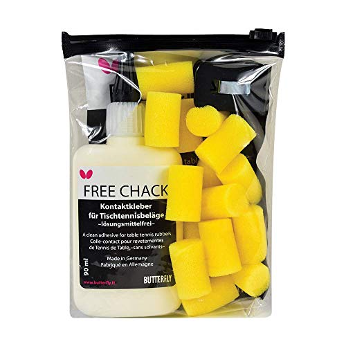 Butterfly Free Chack Table Tennis Racket Glue - Perfect for Assembling Table Tennis Ping Pong Paddle - Comes with Sponges and Application Clip - 3 (37mL/90mL/500mL)