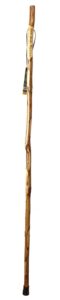 natural hardwood hiking stick with strap, 54-inch