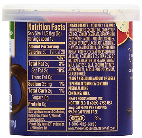 General Foods International Coffee Sugar Free Naturally Decaffeinated Suisse Mocha Coffee Drink Mix, 4 oz