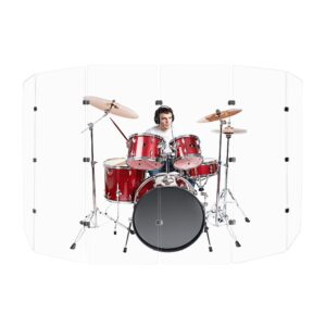 pennzoni drum shield 6ft w/chrome hinges, comes w/ 6 drum panels, & chrome hinges, premium clear acrylic panels, drum screen