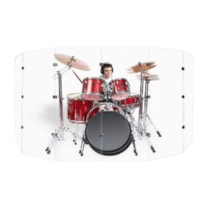 pennzoni drum shield 5ft w/chrome hinges, comes w/ 6 drum panels, & chrome hinges, premium clear acrylic panels, drum screen