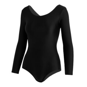 theatricals girls long sleeve dance leotard black l d5103c