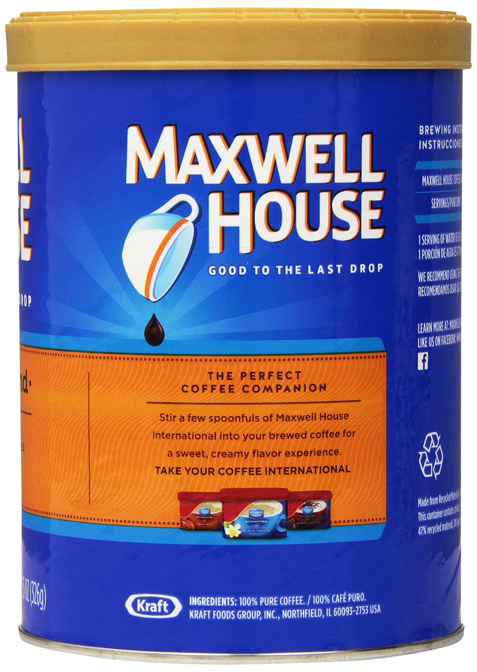 Maxwell House Master Blend Ground Coffee, 11.5-Ounce Cannister (Pack of 4)