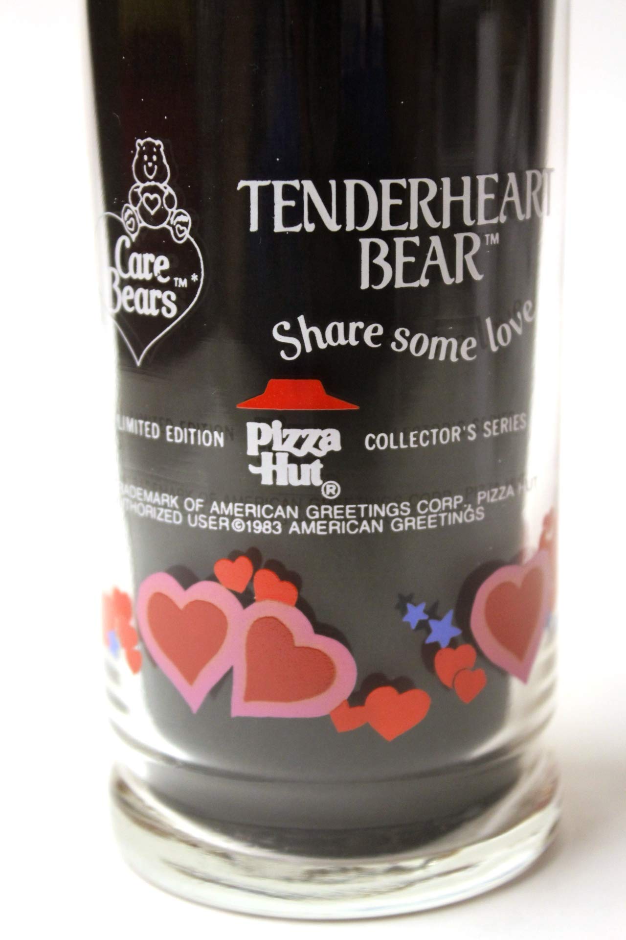 Care Bears TENDERHEART BEAR GLASS PIZZA HUT LIMITED EDITION 1983