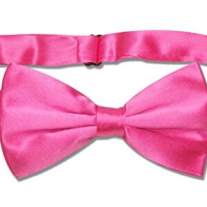 Vesuvio Napoli 100% SILK BOWTIE Solid HOT PINK FUCHSIA Color Men's Bow Tie for Tuxedo or Suit