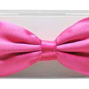 Vesuvio Napoli 100% SILK BOWTIE Solid HOT PINK FUCHSIA Color Men's Bow Tie for Tuxedo or Suit