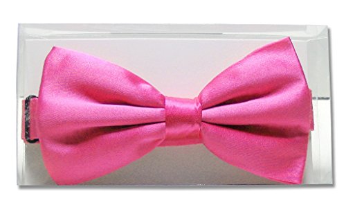 Vesuvio Napoli 100% SILK BOWTIE Solid HOT PINK FUCHSIA Color Men's Bow Tie for Tuxedo or Suit