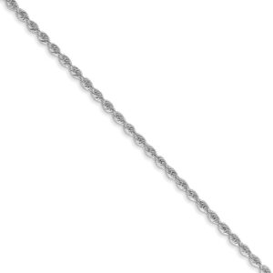 the black bow 1.5mm, 14k white gold, handmade d/c solid rope chain necklace, 20 inch