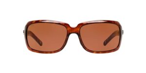 costa del mar womens isabela rectangular sunglasses, tortoise/copper polarized-580p, 64 mm