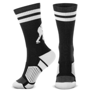 ChalkTalkSPORTS Hockey Half Cushioned Crew Socks | Hockey Player | Black/White