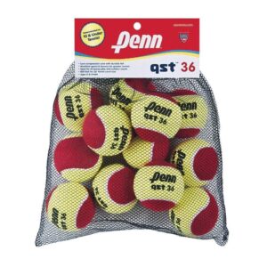 penn qst 36 felt red tennis balls, 12 ball mesh bag