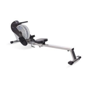 stamina ats air rower machine with smart workout app - foldable rowing machine with dynamic air resistance for home gym fitness - up to 250 lbs weight capacity - black/chrome