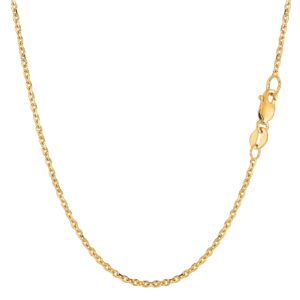 jewelry affairs 14k yellow real gold cable link chain necklace, 1.5mm, 20"