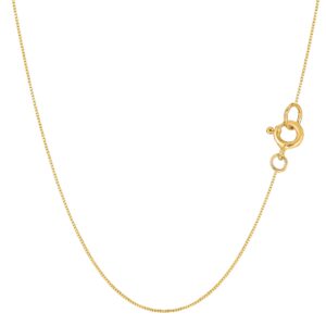 jewelry affairs 14k real solid gold mirror box chain necklace, 0.45mm (20 inches)