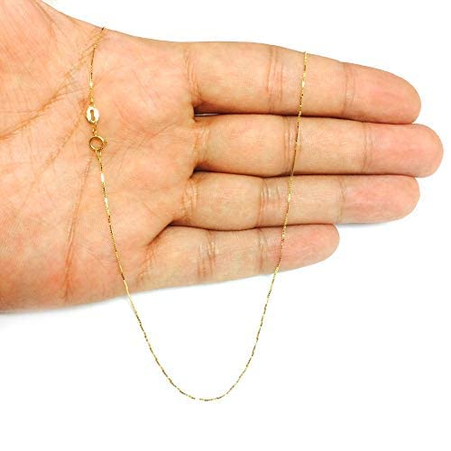 Jewelry Affairs 14k Real Solid Gold Mirror Box Chain Necklace, 0.45mm (20 Inches)