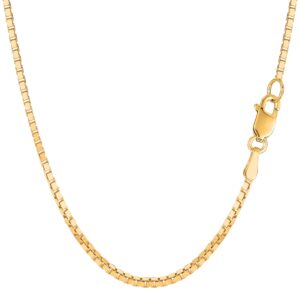 jewelry affairs 14k yellow real solid gold mirror box chain necklace, 1.7mm, 30"