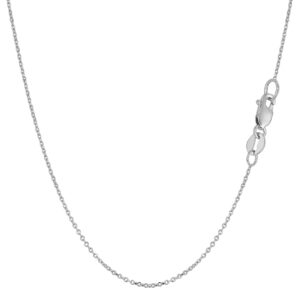 jewelry affairs 14k white real gold round cable link chain necklace, 1.1mm, 16"