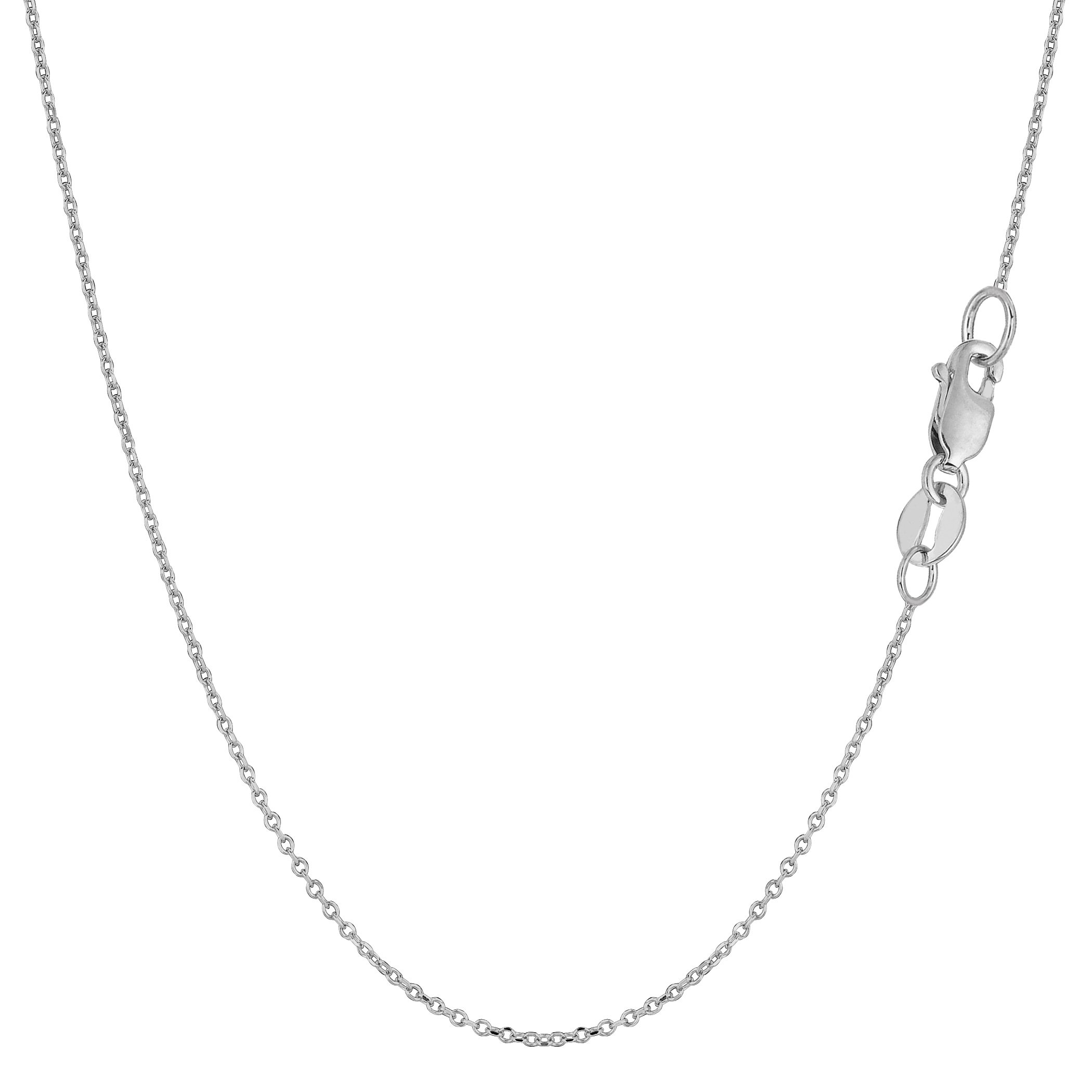 Jewelry Affairs 14k White Real Gold Round Cable Link Chain Necklace, 1.1mm, 16"