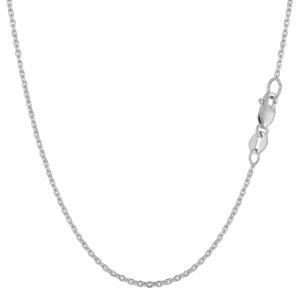 jewelry affairs 14k white real gold cable link chain necklace, 1.1mm, 18"