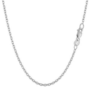 jewelry affairs 14k white real gold cable link chain necklace, 1.9mm, 24"