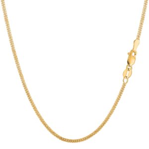 jewelry affairs 14k yellow real gold gourmette chain necklace, 1.5mm, 24"