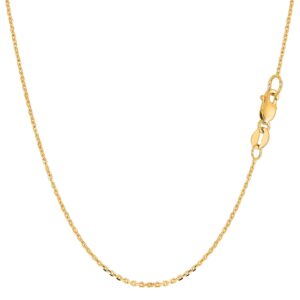 jewelry affairs 14k yellow real gold cable link chain necklace, 1.1mm, 18"