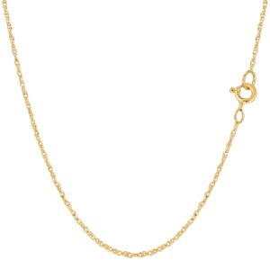 jewelry affairs 14k yellow real gold rope chain necklace, 0.9mm, 20"