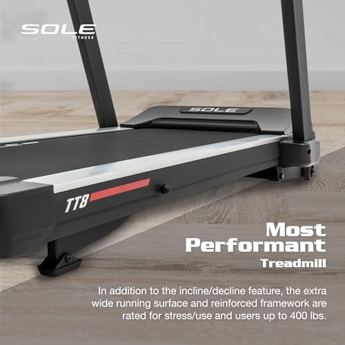 New 2023 Treadmill, Sole TT8 Treadmill, Treadmill with Incline and Decline Options, Bluetooth, Touch Screen, Fitness Programs, Treadmills for Home with Incline, Home Exercise Treadmill (Sole TT8)